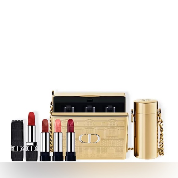 Dior | Bags | Christian Dior Gold Clutch W Chain 22 Set W Lipsticks ...